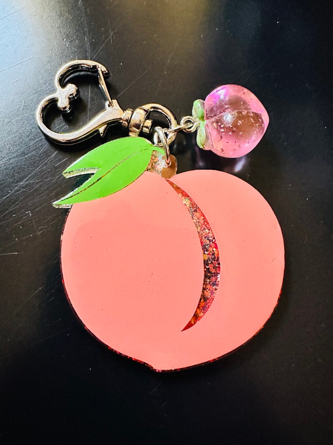 Peach Keychain - Cute Peach Keychain With Charm - Etsy