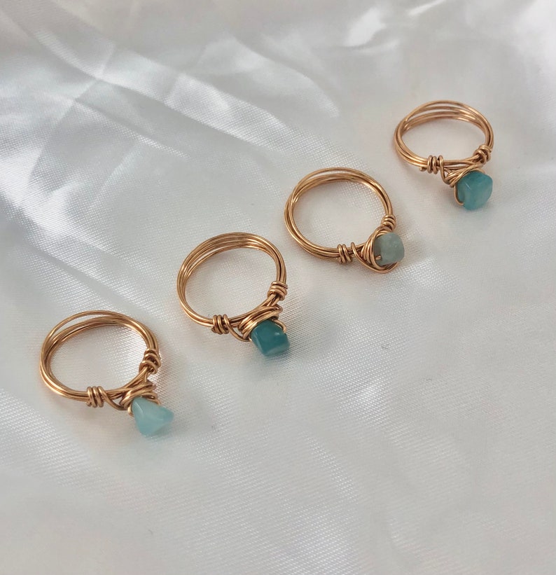 Stone Gold Wire Rings - Etsy