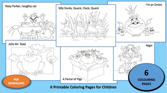 Printable Colouring Pages Activity for Kids 6 Illustrations - Etsy