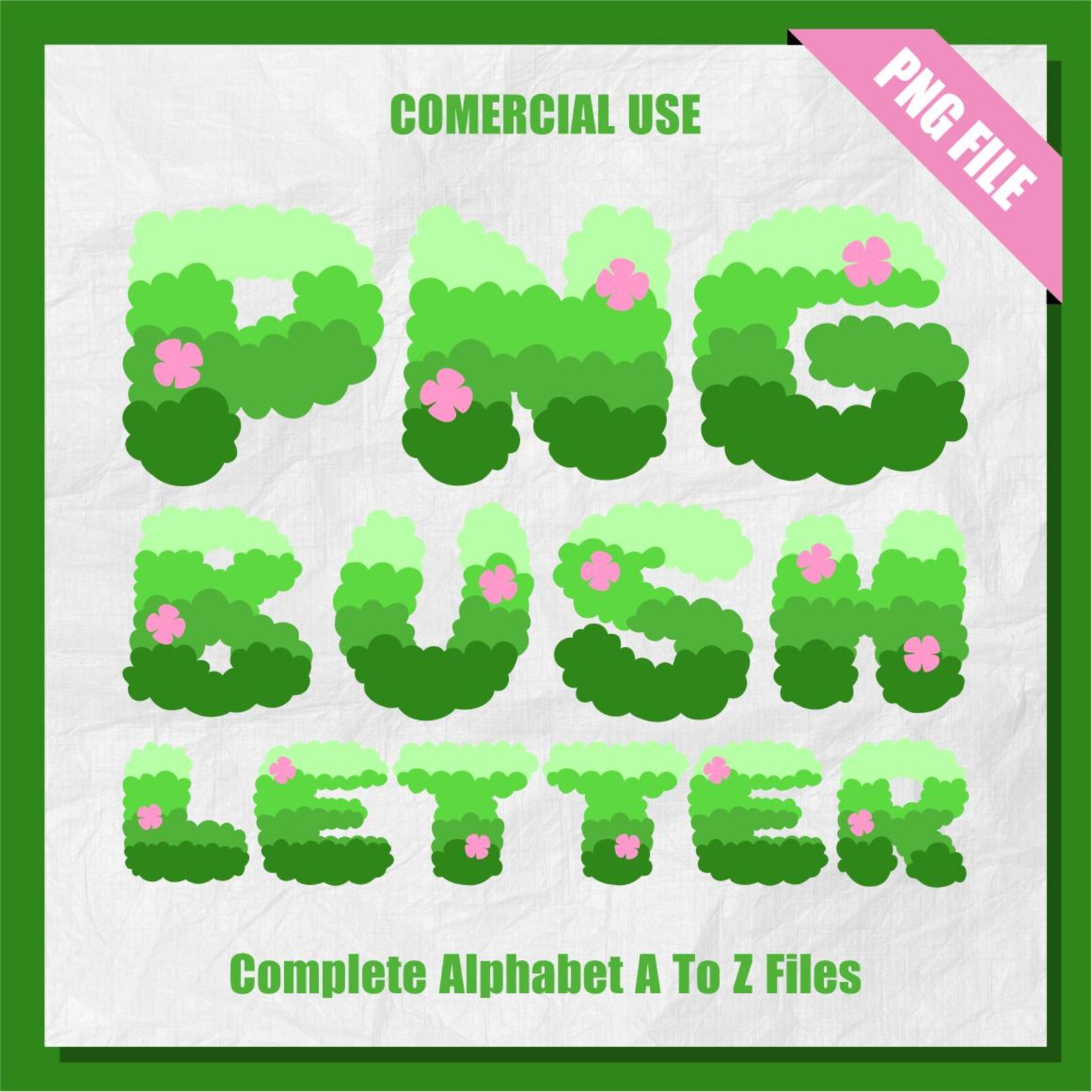 Bush Alphabet Clipart PNG: Floral Letter Set (commercial Use) - Etsy
