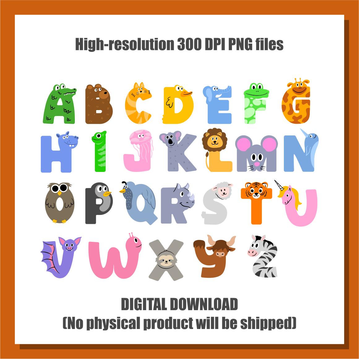 Animal Alphabet Clipart PNG: A-Z Letter Set (commercial Use) - Etsy