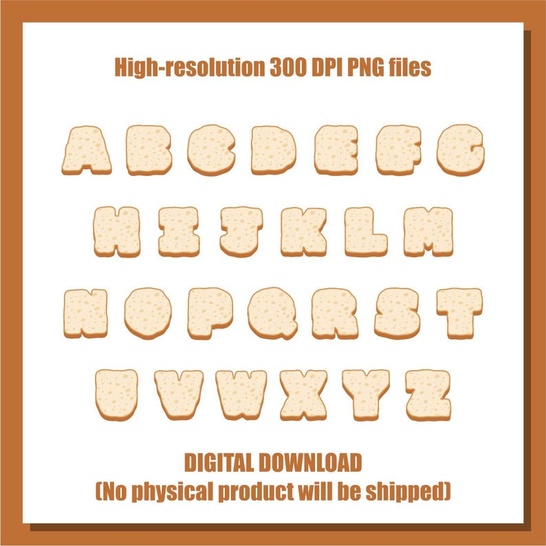 Bread Alphabet Clipart: Bakery Letter PNG Set (commercial Use) - Etsy