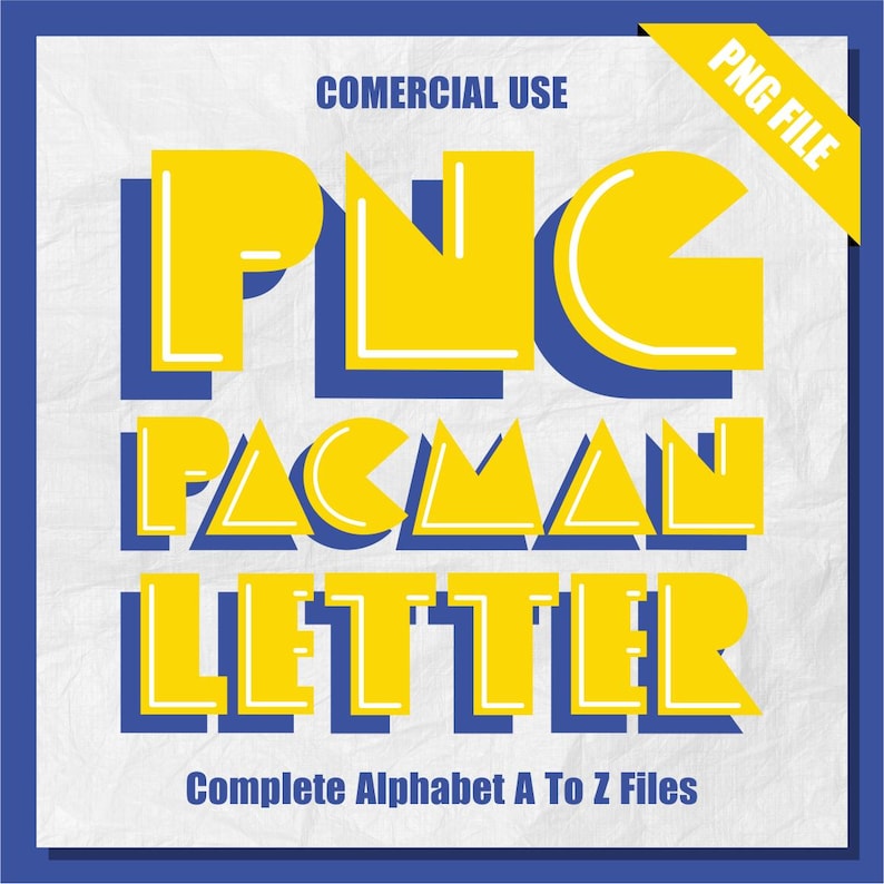 Pacman Alphabet Clipart PNG: A-Z Letter Set, Commercial Use - Etsy