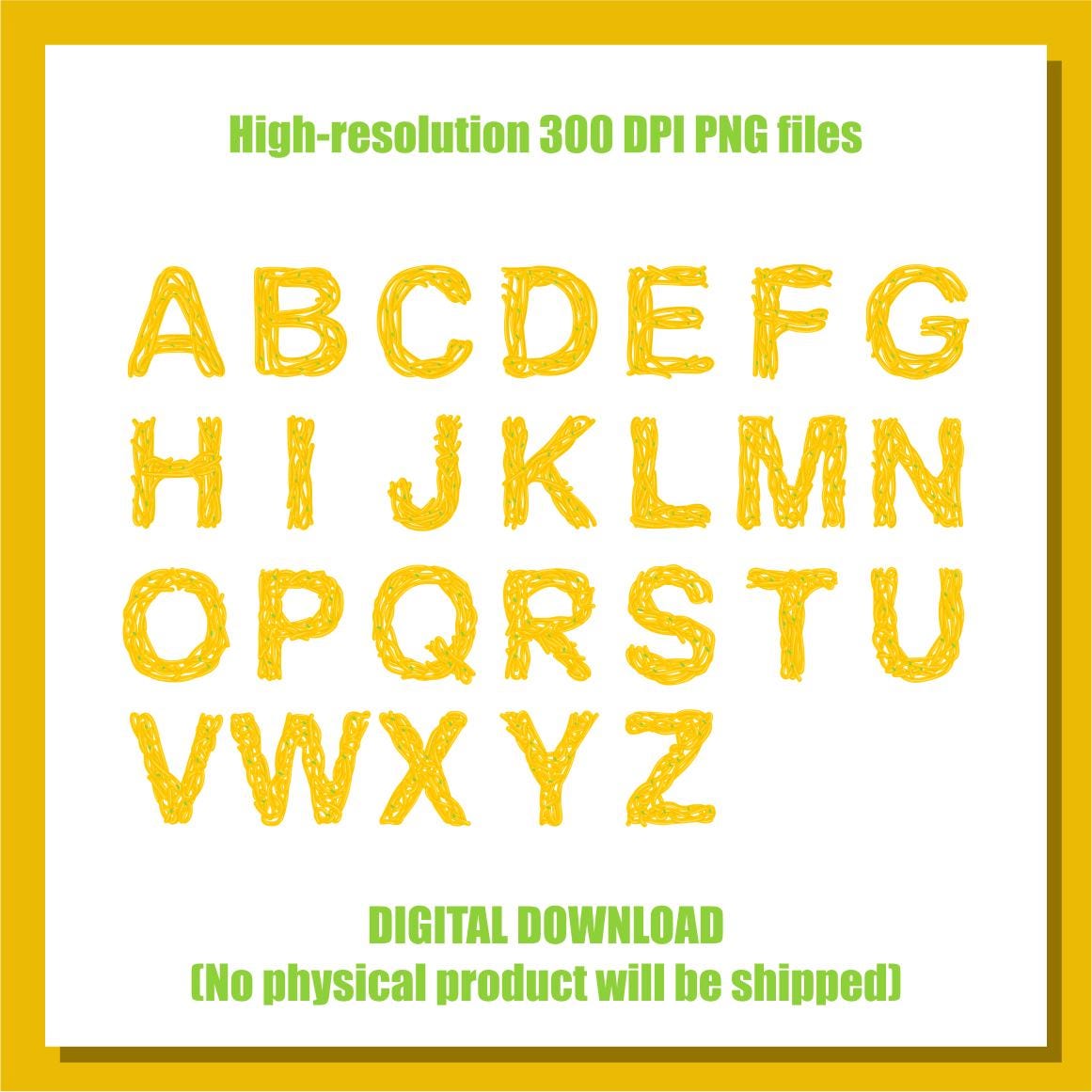 Noodle Alphabet Clipart PNG: Spaghetti Letters, Commercial Use - Etsy