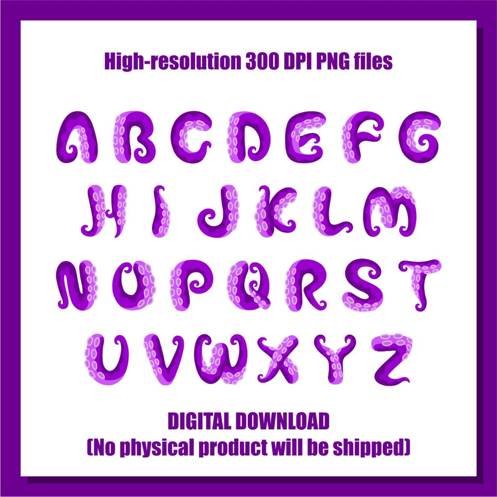 Octopus Clipart, Squid Letter PNG, Octopus Alphabet, Alphabet Clipart ...