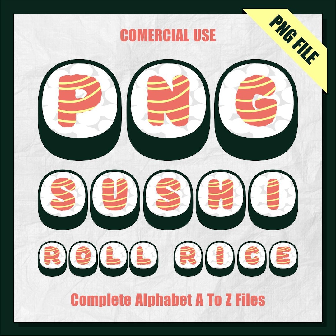 Sushi Roll Alphabet Clipart: PNG Letter Set, Commercial Use - Etsy