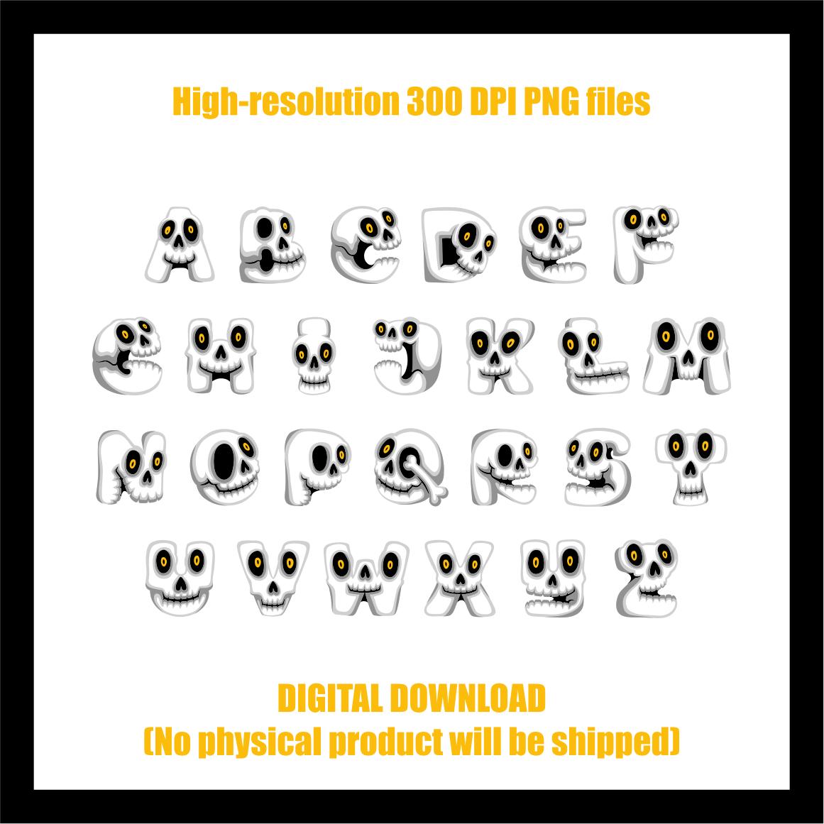 Skull Clipart, Bone PNG, Skeleton Alphabet, Scary Letter, Alphabet ...
