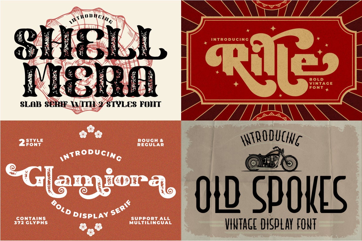 Vintage Display Font Bundle Best Seller Font, Retro Font, Vintage Font ...