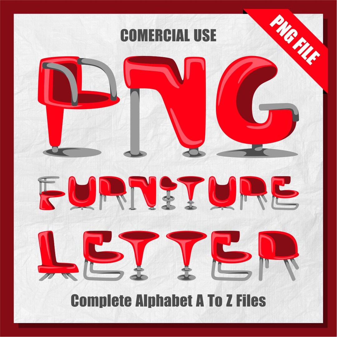Furniture Clipart, Furniture Letter PNG, Interior Alphabet, Alphabet ...