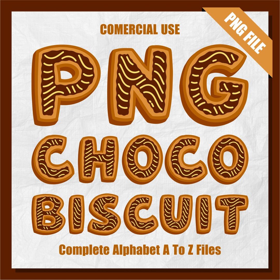 Choco Biscuit Alphabet Clipart: A-Z PNG Set (commercial Use) - Etsy
