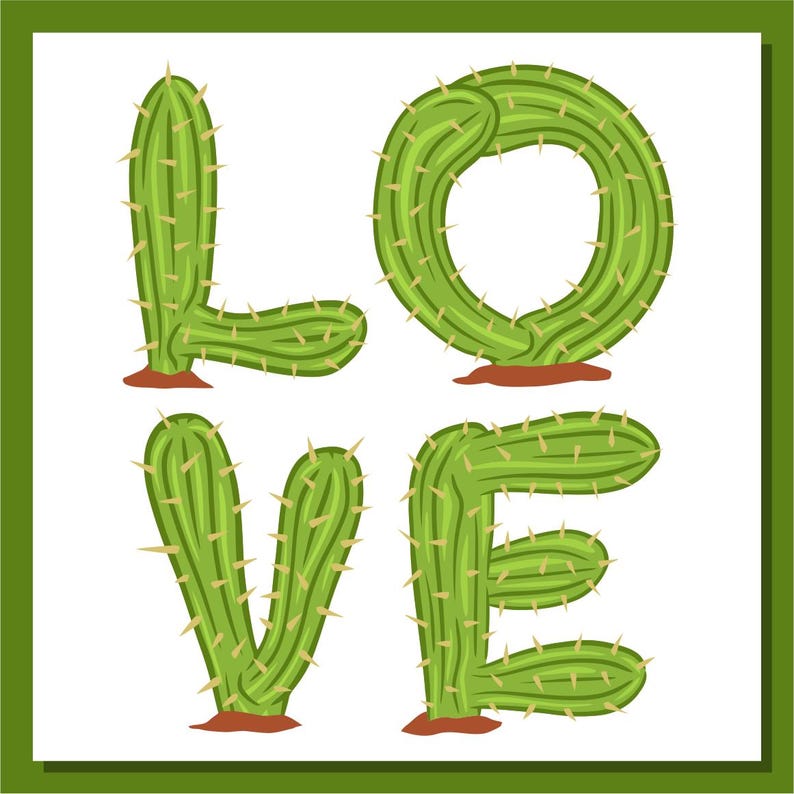 Cactus Alphabet Clipart: PNG Letter Set, Commercial Use (digital ...
