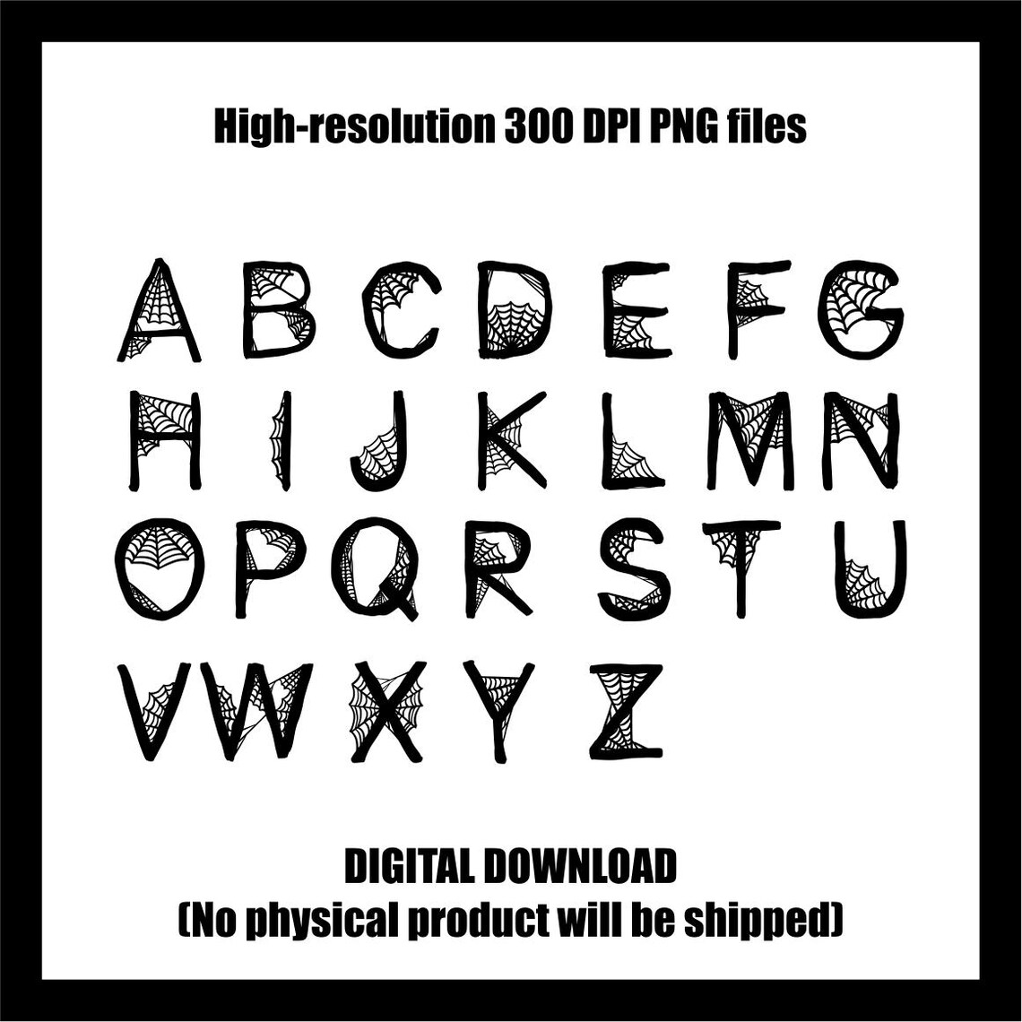 Spider Web Clipart, Spider Letter PNG, Cobweb Alphabet, Alphabet ...