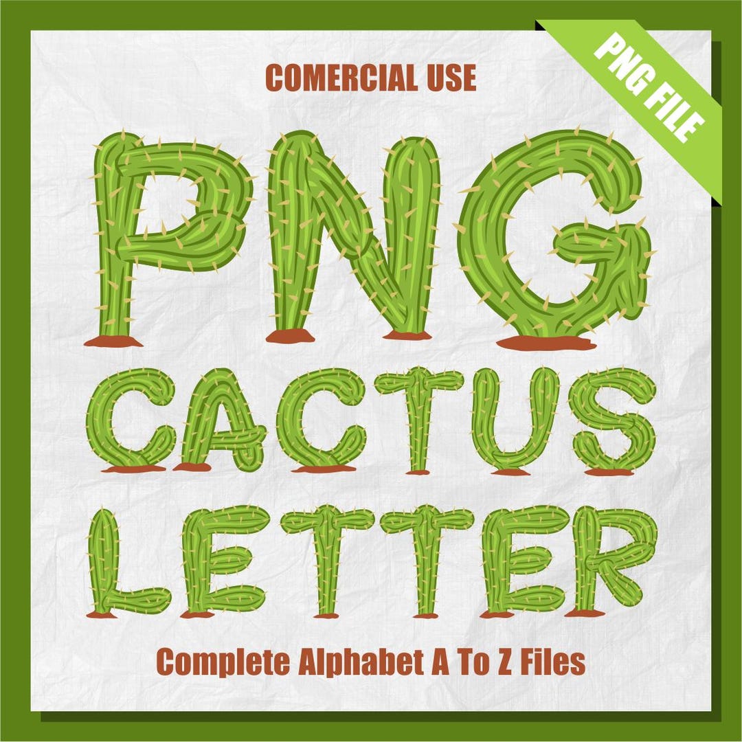 Cactus Clipart, Cactus PNG, Cactus Alphabet, Cactus Letter, Alphabet ...