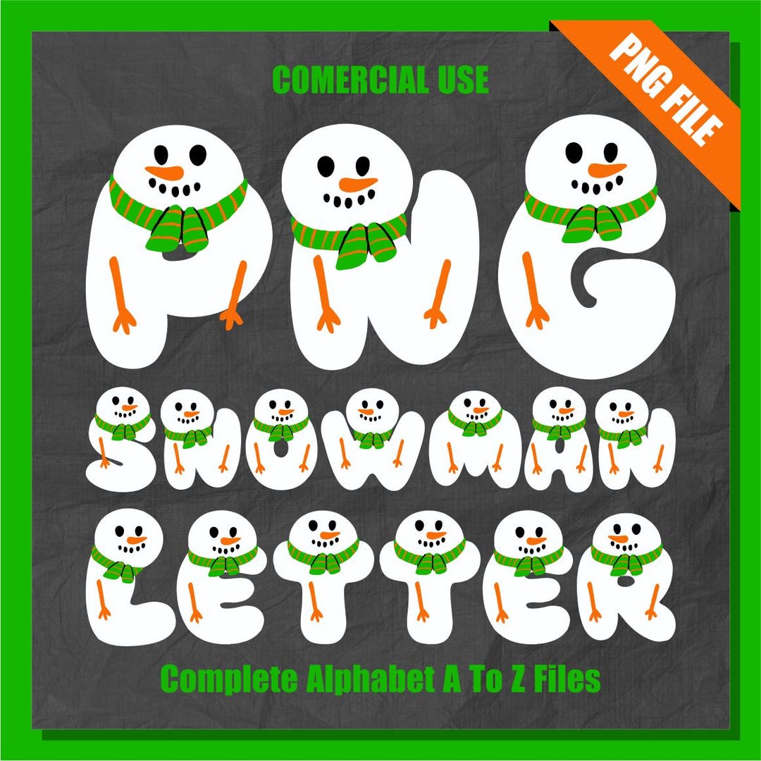 Snowman Clipart, Snowman Letter PNG, Cute Snowman Alphabet, Alphabet ...