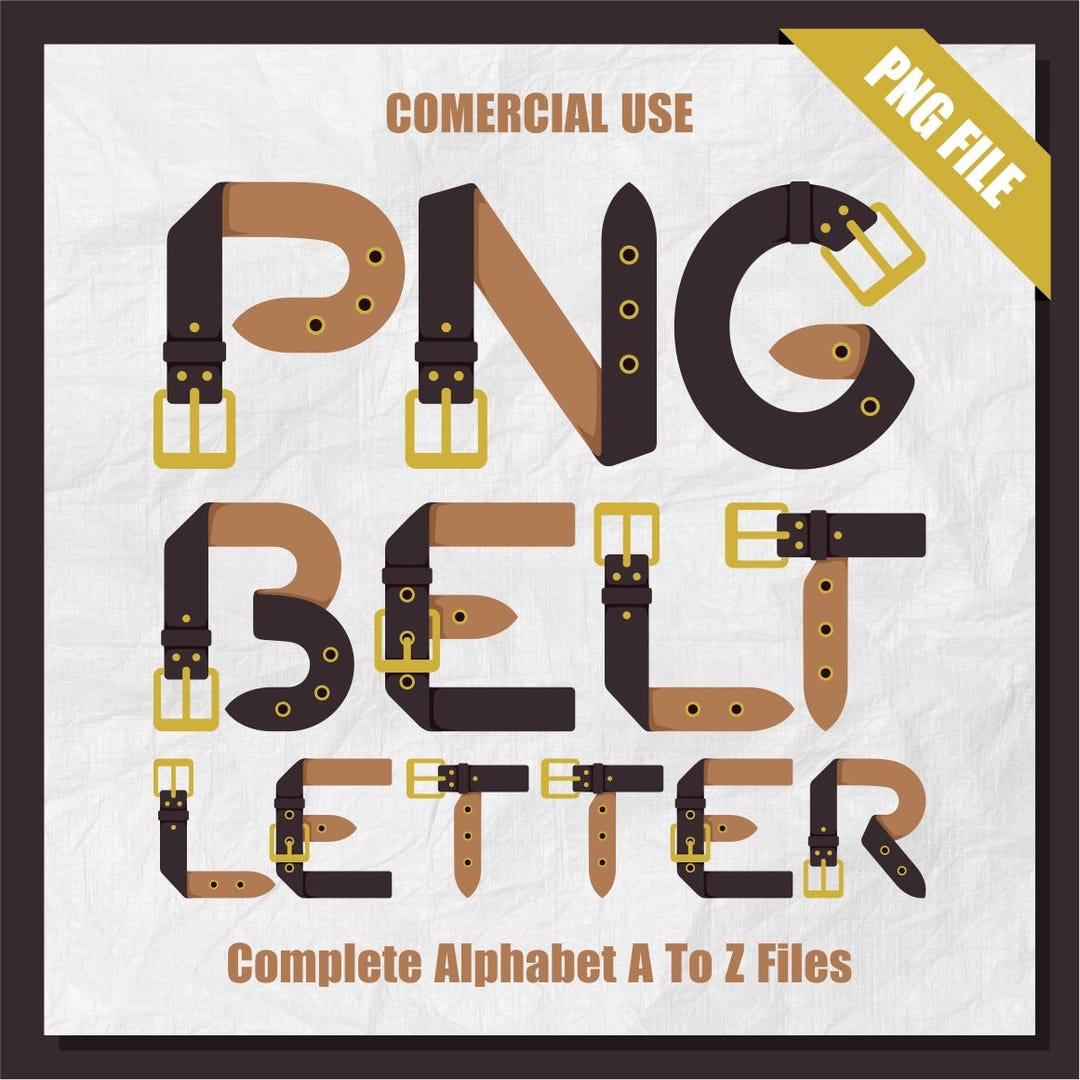 Belt Alphabet Clipart PNG: A-Z Letter Set (commercial Use) - Etsy