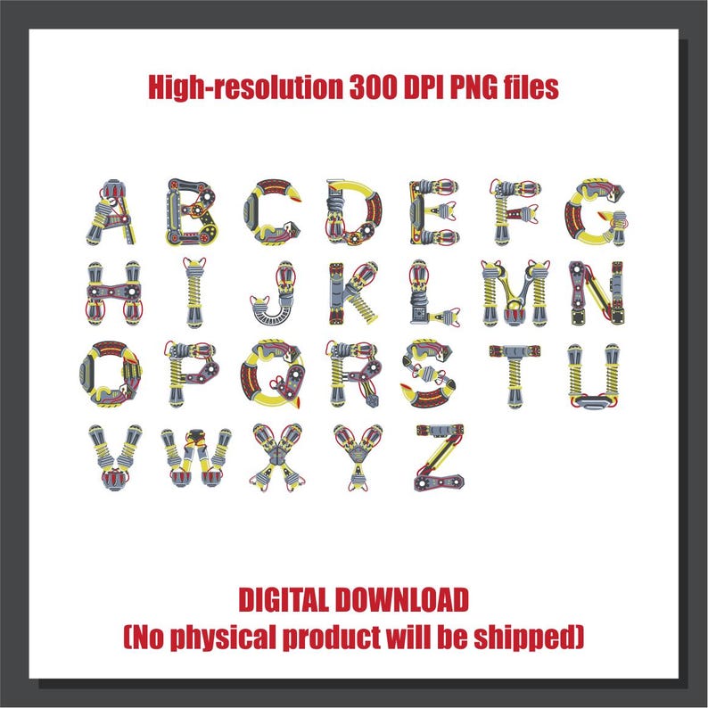 Robotic Clipart, Robot Letter PNG, Robotic Alphabet, Robot Font PNG ...