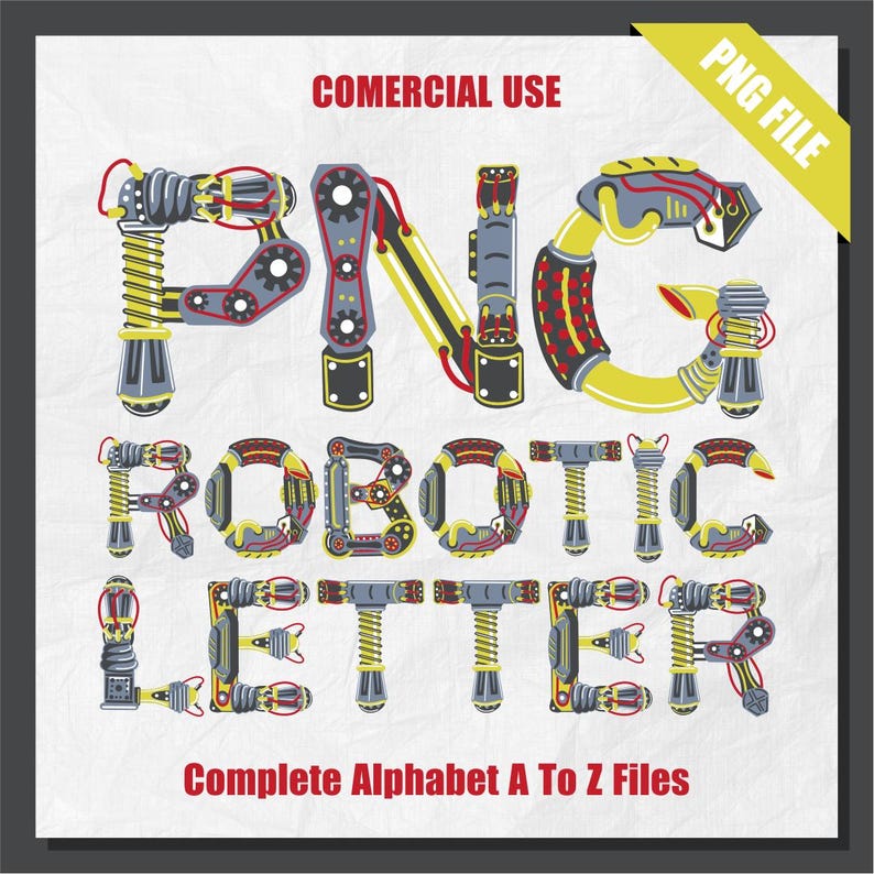 Robotic Clipart, Robot Letter PNG, Robotic Alphabet, Robot Font PNG ...