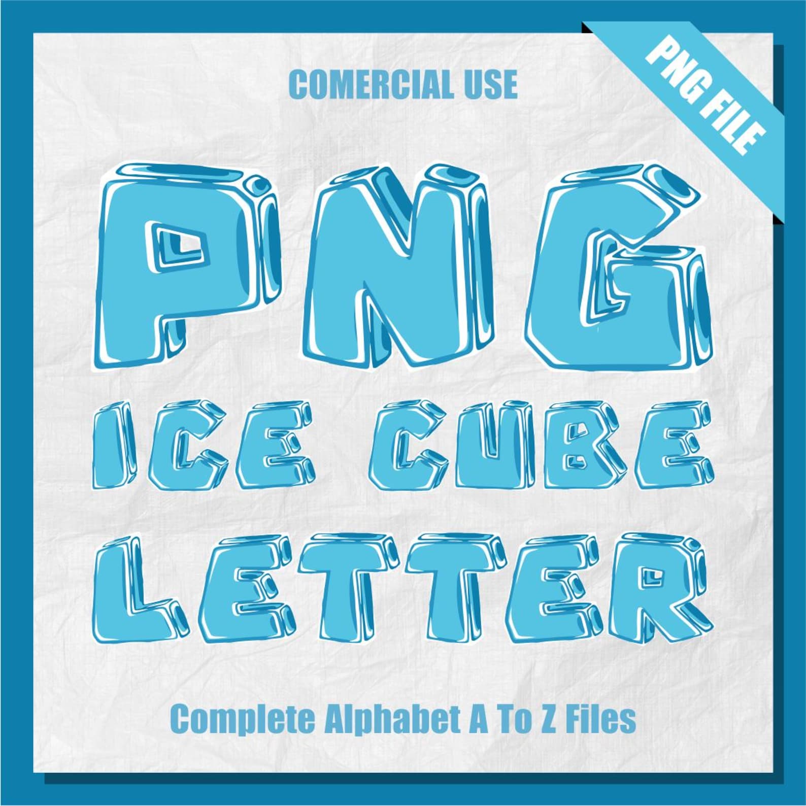 Ice Cube Alphabet Clipart: PNG Letter Set, Sublimation (digital ...