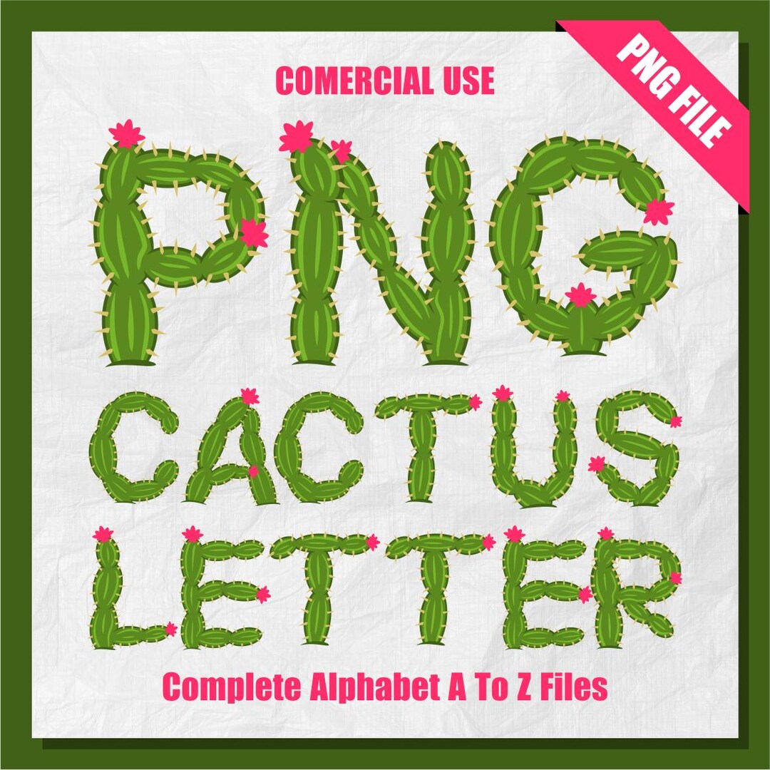 Cactus Clipart, Cactus PNG, Cactus Alphabet, Cactus Letter, Alphabet ...