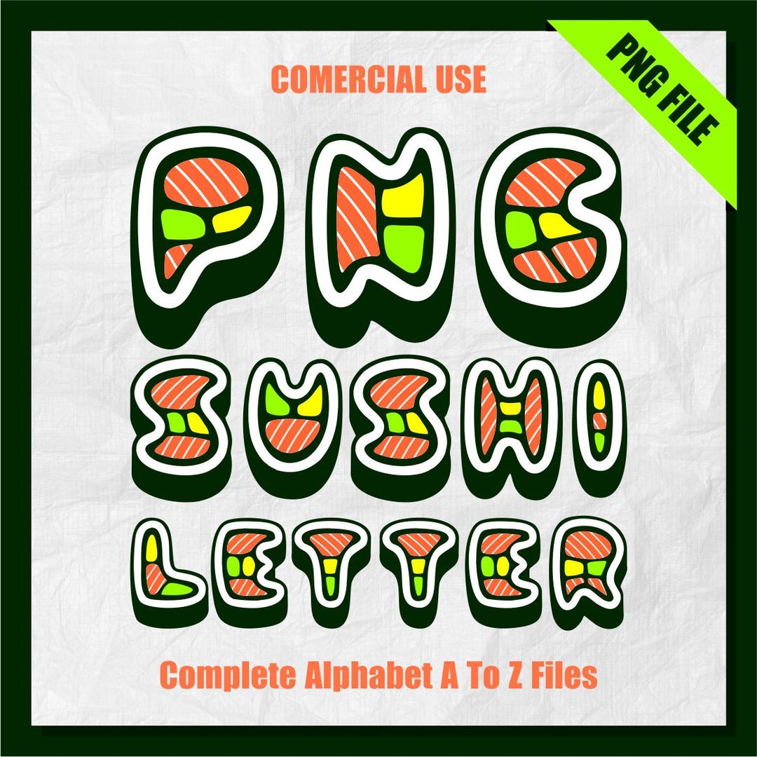 Sushi Alphabet Clipart: A-Z Letter PNG Set (commercial Use) - Etsy Canada