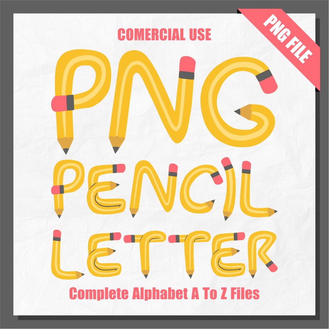 Pencil Alphabet Clipart: A-Z PNG Letter Set (commercial Use) - Etsy