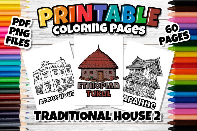 60 Printable Traditional National House Coloring Pages, Fun Activity ...