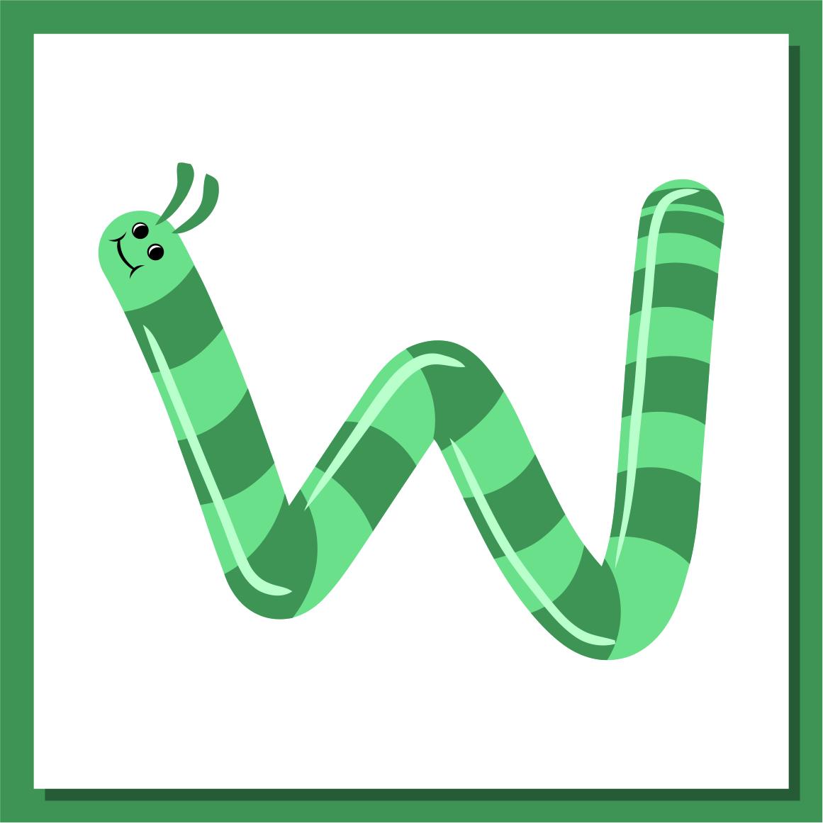 Worm Alphabet Clipart: A-Z Letter PNG Set, Commercial Use - Etsy