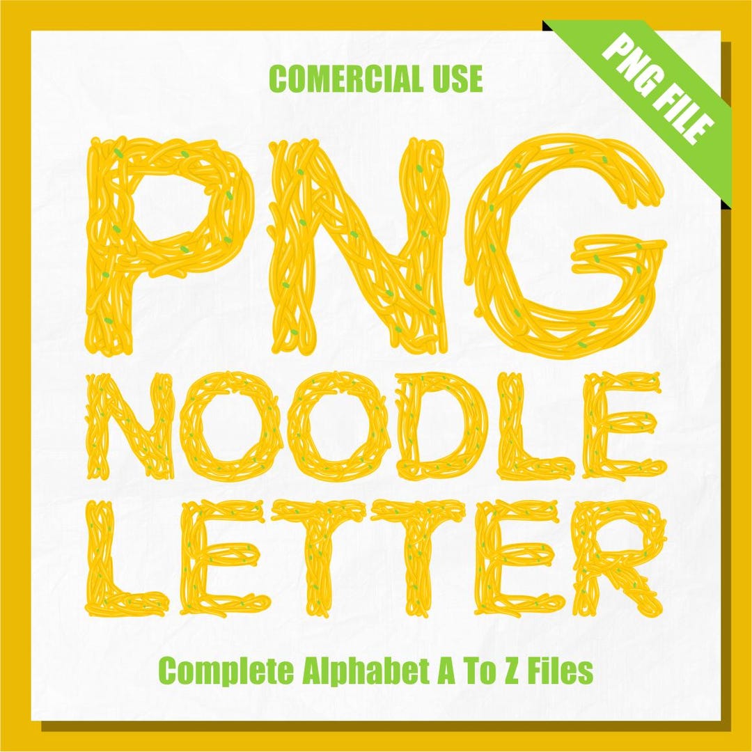 Noodle Alphabet Clipart PNG: Spaghetti Letters, Commercial Use - Etsy