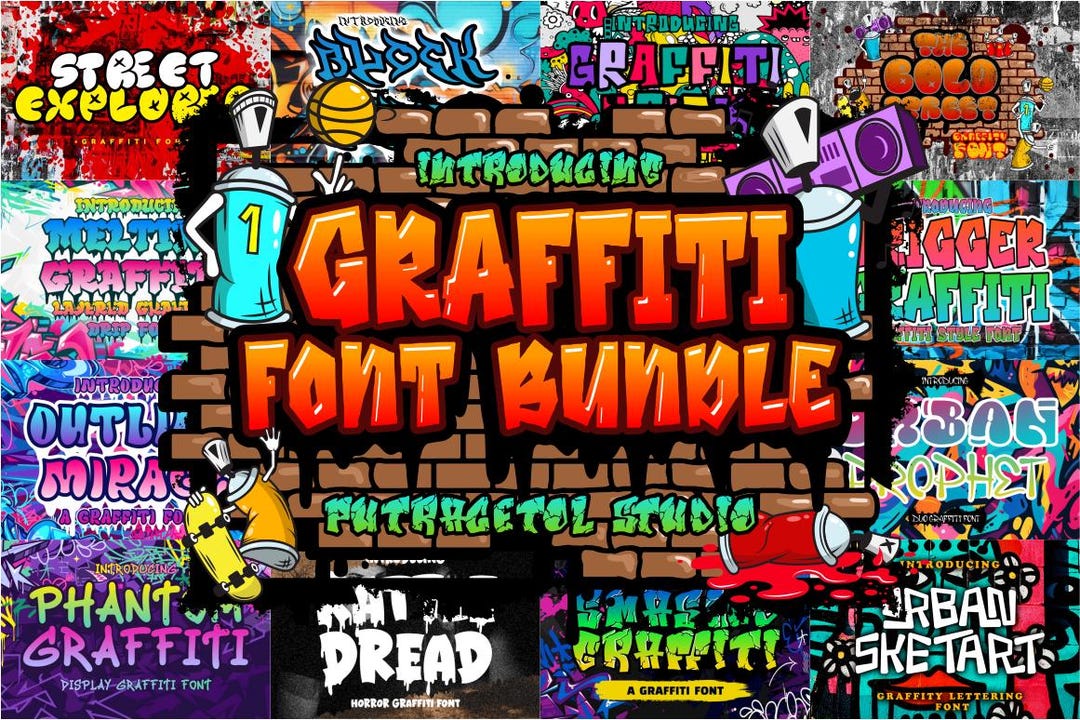 Graffiti Font Bundle: 18 Urban Style Typefaces (OTF & TTF) - Etsy