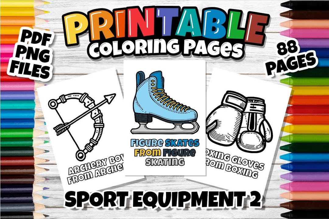 88 pages à imprimer pour colorier des équipements de sport, activité ...