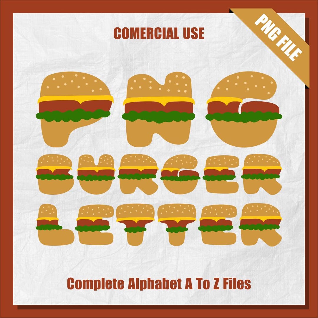 Burger Clipart, Burger Letter PNG, Burger Alphabet, Alphabet Clipart ...