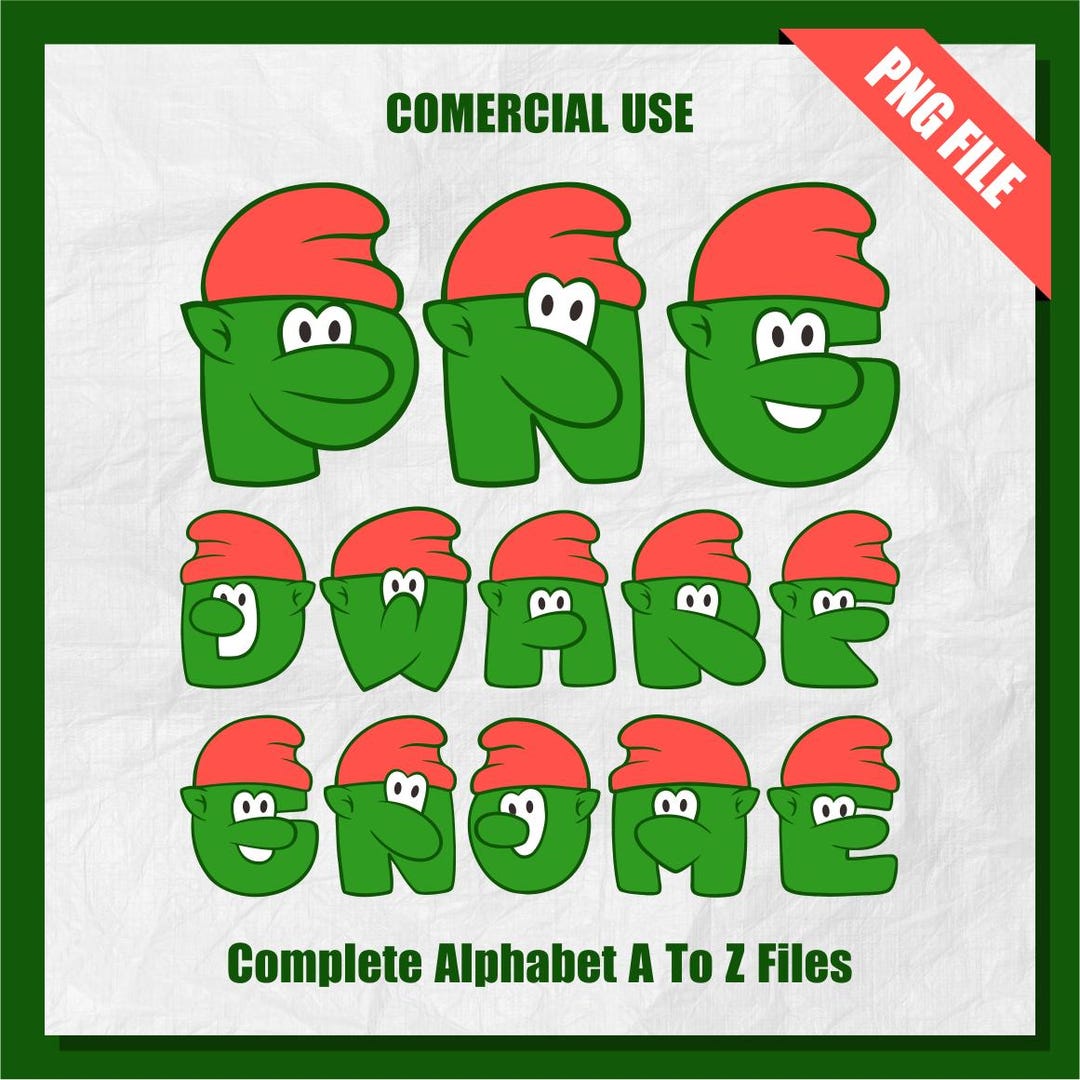 Dwarf Clipart, Gnome Letter PNG, Dwarf Gnome Alphabet, Alphabet Clipart ...