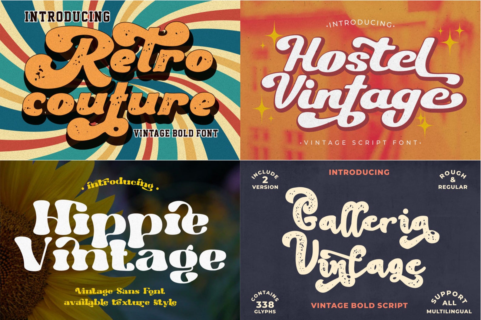 Retro Vintage Font Bundle Retro Font Vintage Font Groovy - Etsy