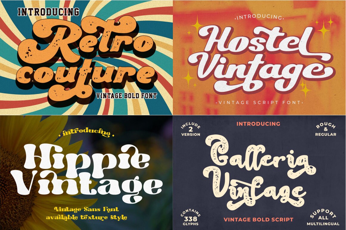 Retro Vintage Font Bundle Retro Font Vintage Font Groovy - Etsy