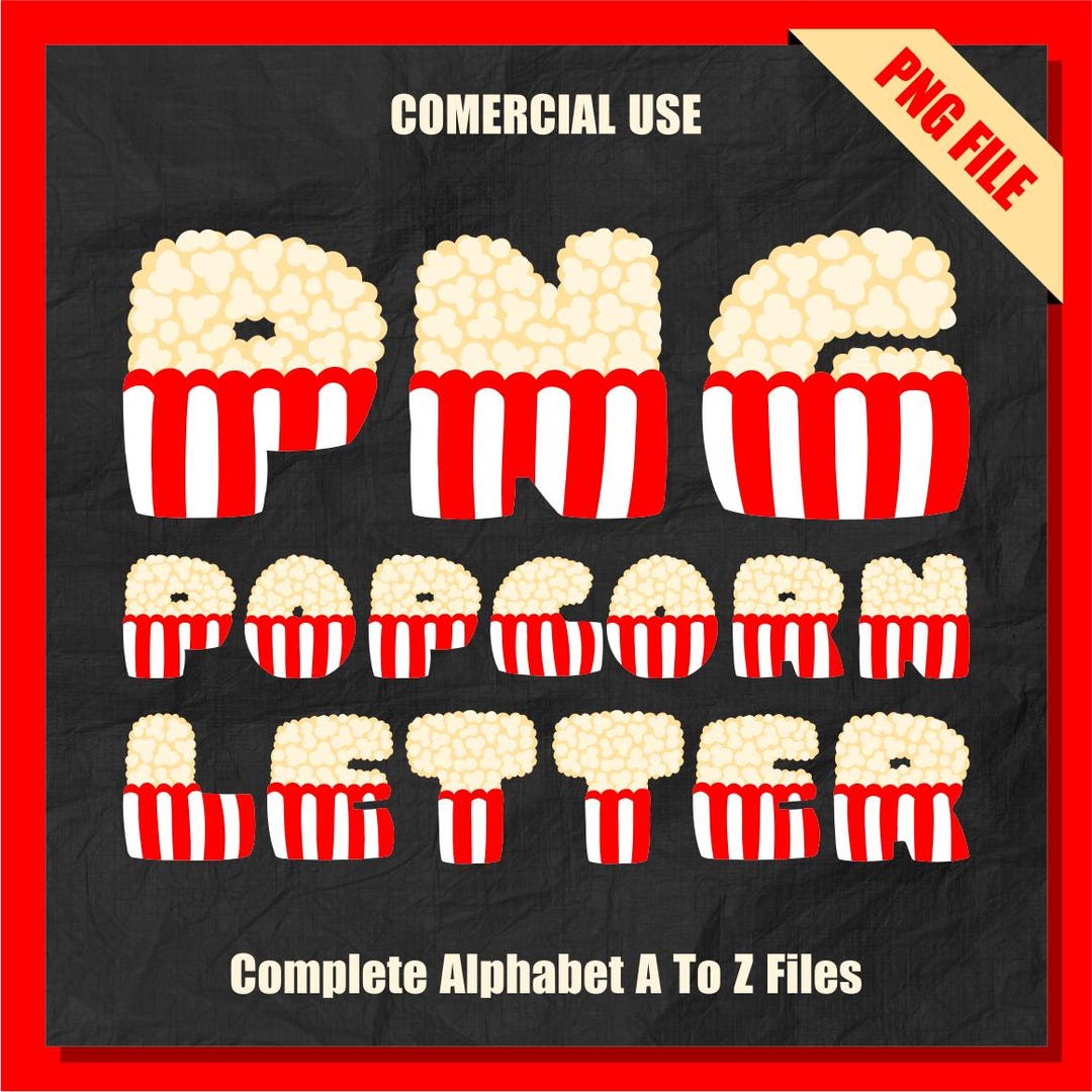 Popcorn Clipart, Popcorn Letter PNG, Popcorn Alphabet, Alphabet Clipart ...