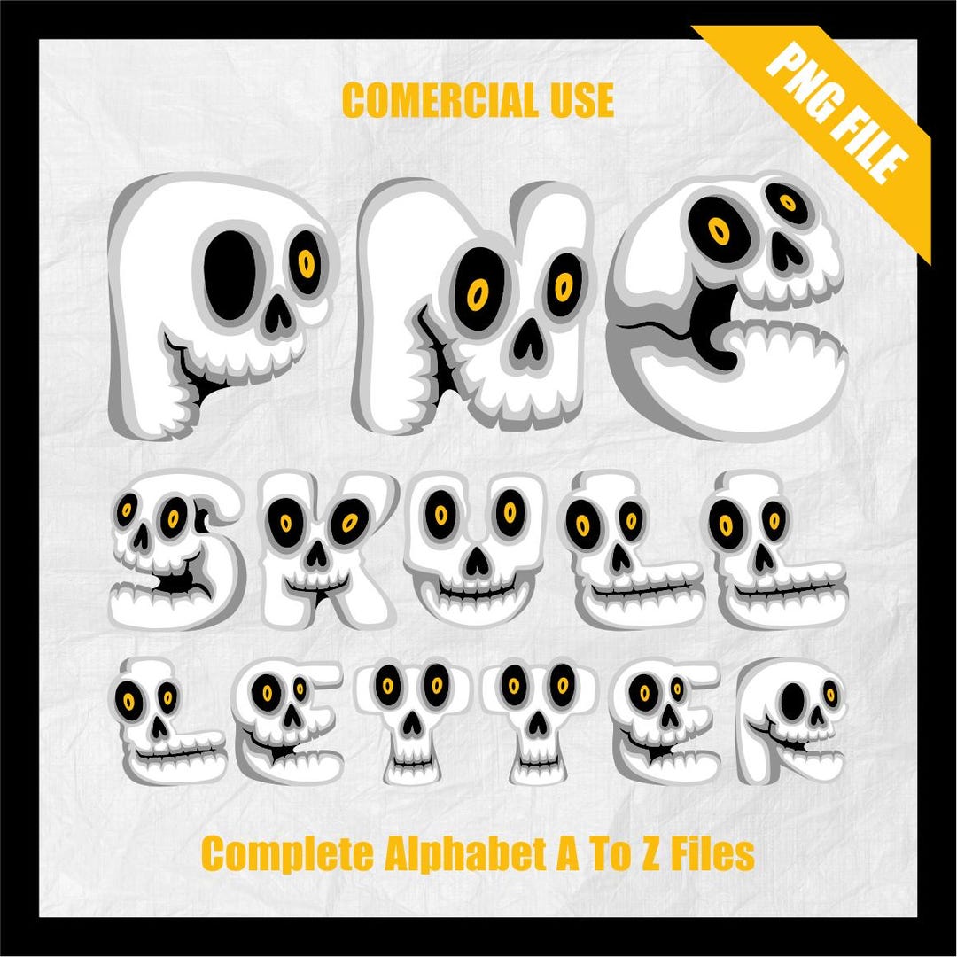 Skull Clipart, Bone PNG, Skeleton Alphabet, Scary Letter, Alphabet ...