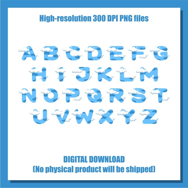 Cloud Clipart, Cloud PNG, Cloud Alphabet, Cloud Letter, Alphabet ...