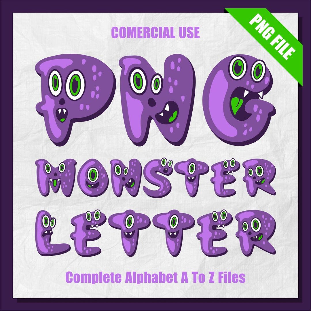 Monster Clipart, Monster Letter PNG, Monster Alphabet, Alphabet Clipart ...