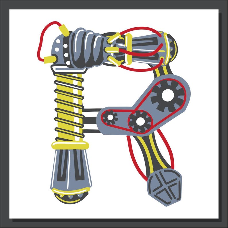 Robotic Clipart, Robot Letter PNG, Robotic Alphabet, Robot Font PNG ...