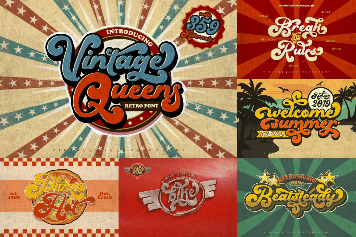 Best Seller Font Vintage Retro Font Bundles 27 Fonts - Etsy