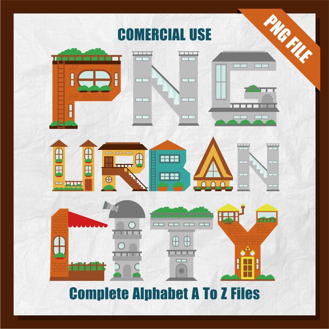 Building Alphabet Clipart: City Letter PNG Set (commercial Use) - Etsy