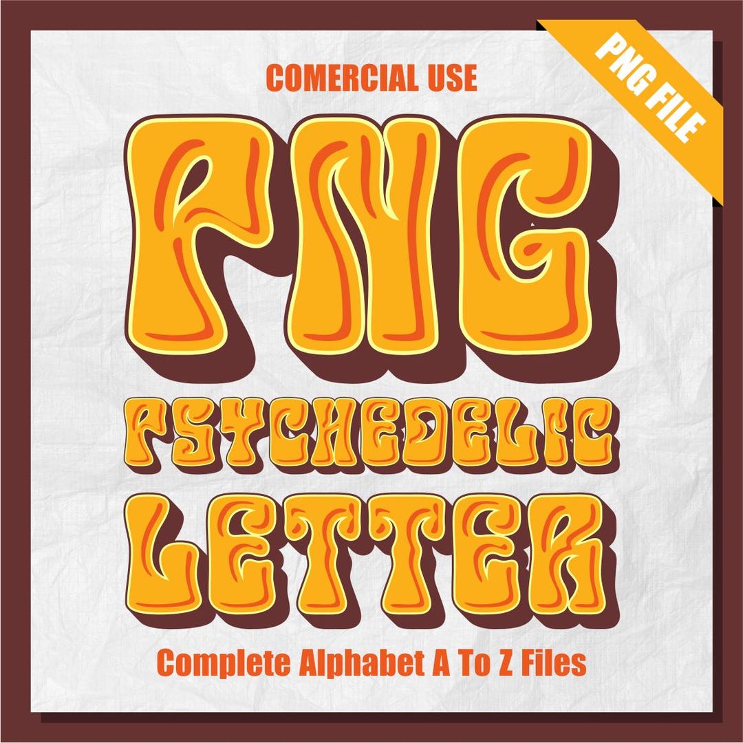 Psychedelic Alphabet Clipart PNG: A-Z Letter Set (digital Download) - Etsy