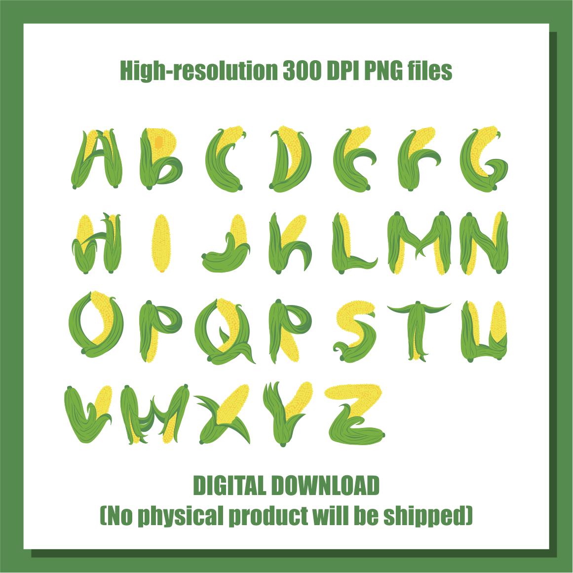 Corn Clipart, Corn Letter PNG, Corn Alphabet, Corn Design, Alphabet ...