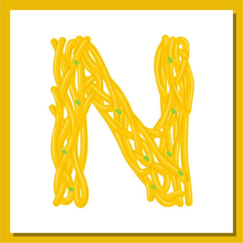 Noodle Alphabet Clipart PNG: Spaghetti Letters, Commercial Use - Etsy