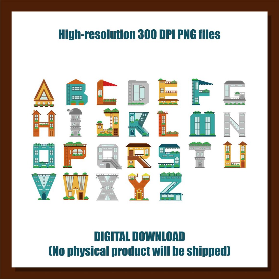 Building Alphabet Clipart: City Letter PNG Set (commercial Use) - Etsy