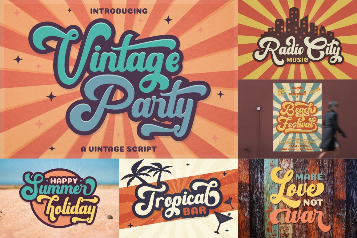 Best Seller Font Vintage Retro Font Bundles 27 Fonts - Etsy