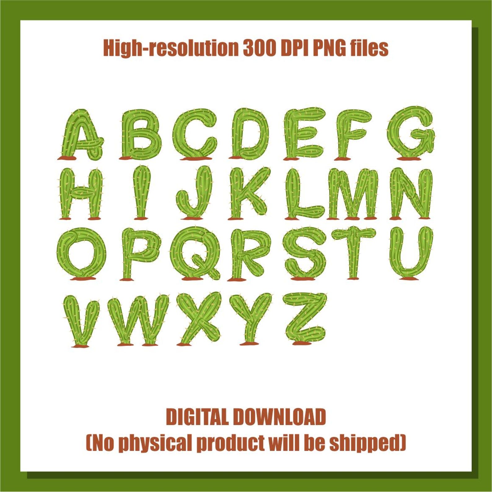 Cactus Clipart, Cactus PNG, Cactus Alphabet, Cactus Letter, Alphabet ...