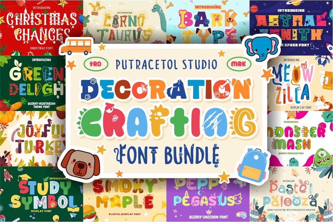 Decorative Crafting Font Bundle, Craft Font, Fancy Font, Playful Font ...