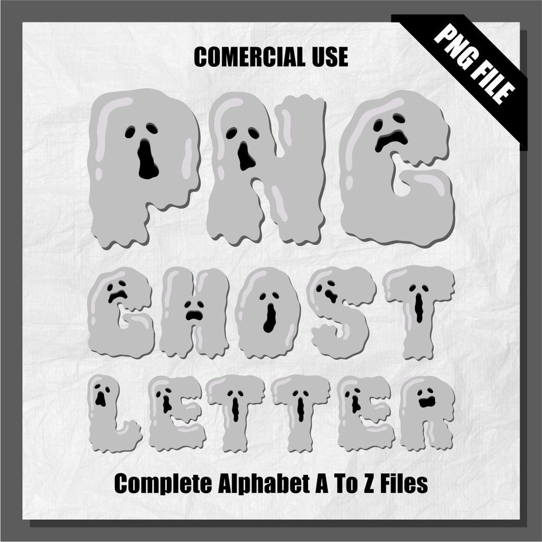 Ghost Alphabet Clipart PNG: A-Z Letter Set (commercial Use) - Etsy Canada