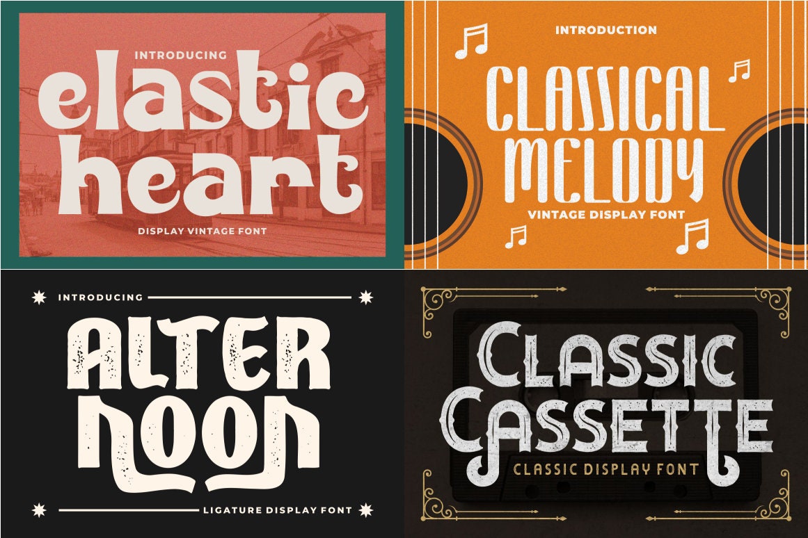 Vintage Display Font Bundle Best Seller Font, Retro Font, Vintage Font ...
